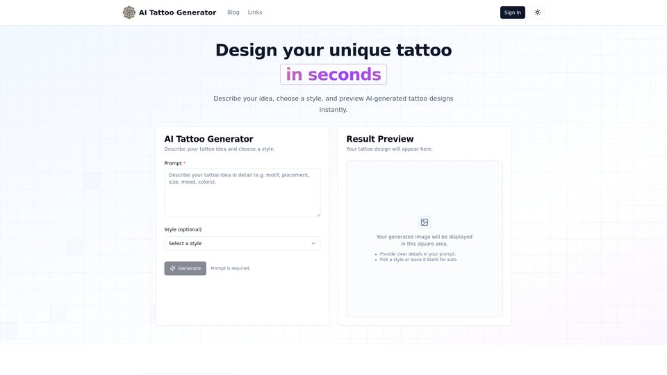 AI Tattoo Generator: Create Unique Tattoo Designs Online