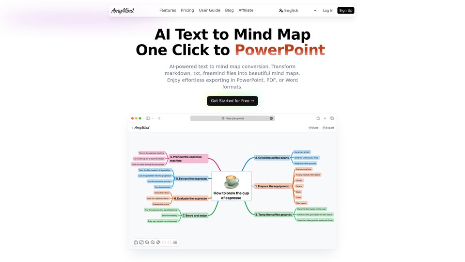 AmyMind - AI Mind Map Generator | Free AI-Powered Mind Mapping Tool