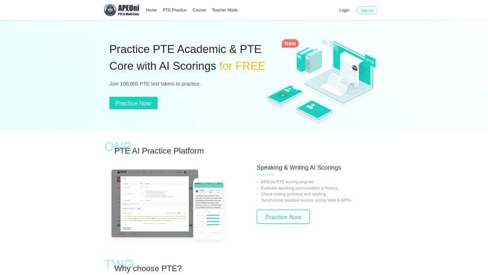 Practice PTE with AI Scorings - APEUni