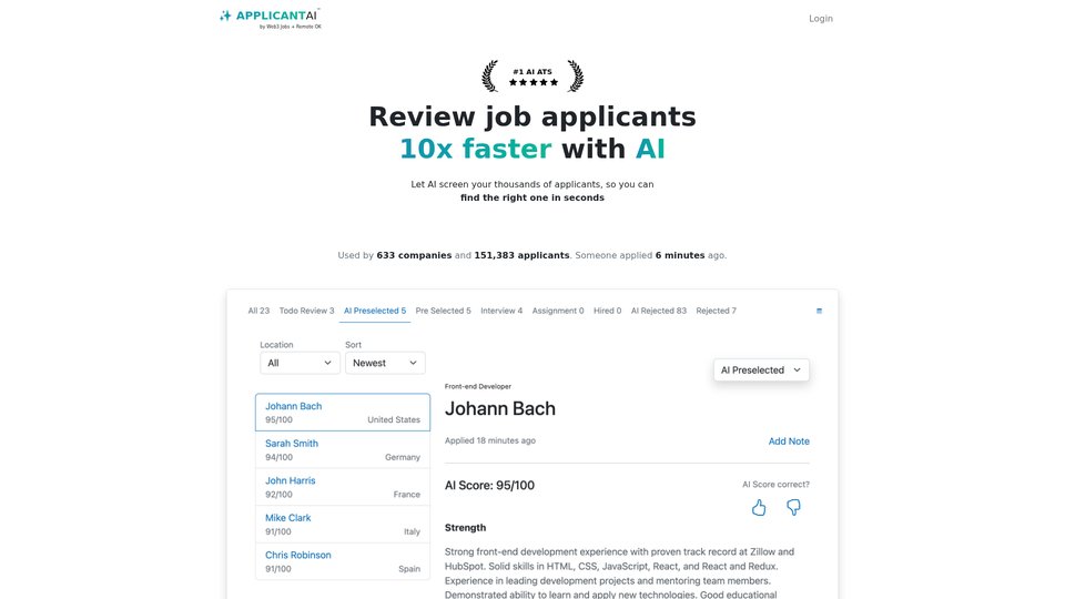 Applicant AI：採用を迅速化するAI搭載のATS