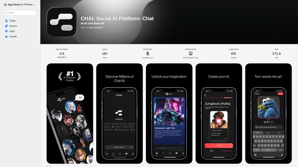 CHAI: Plataforma de IA Social - Aplicación de Chat - App Store