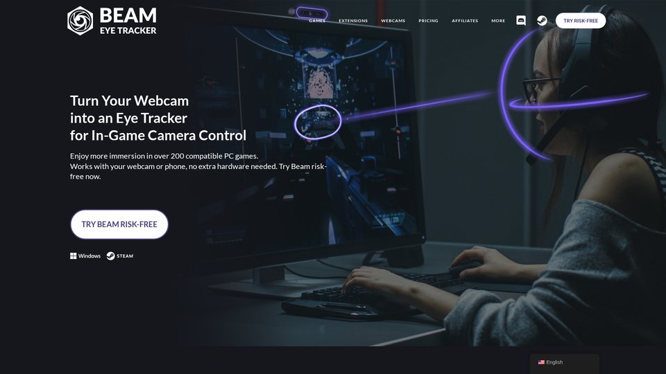 Beam Eye Tracker: Webcam Eye Tracking for Gaming