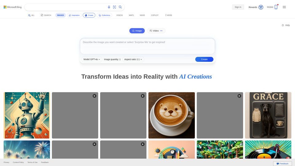 Gerador de imagens de IA gratuito - Bing Image Creator