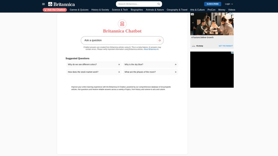 Britannica AI Chatbot: Free Educational Q&A Tool