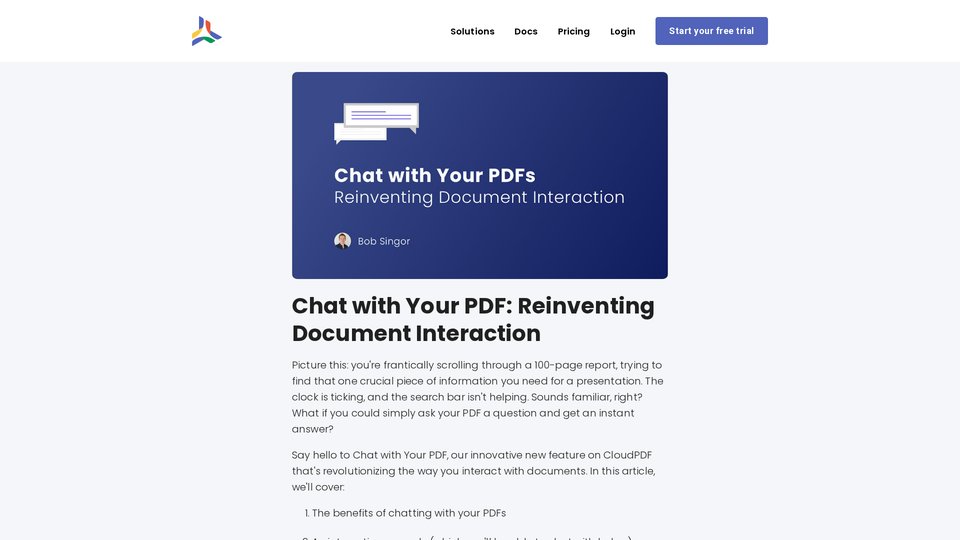 Chat with Your PDFs: Revolutionizing Document Interaction
