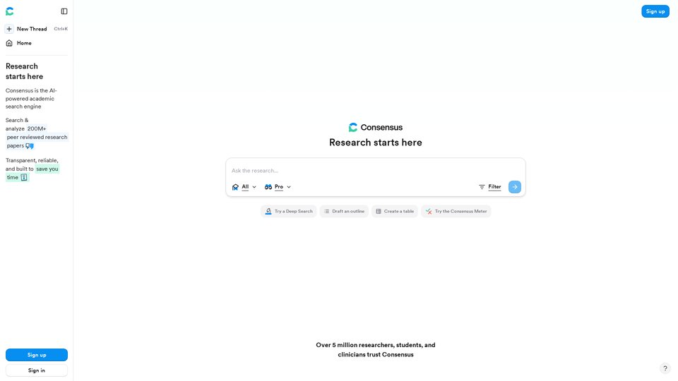 Consensus：用于研究的人工智能搜索引擎