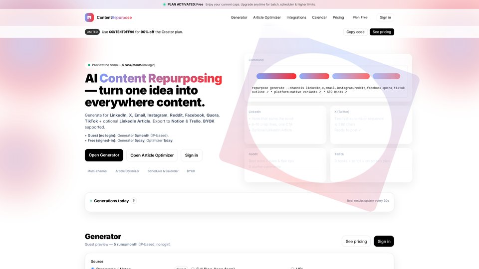 ContentRepurpose.pro: Herramienta AI para Generación de Contenido Multiplataforma