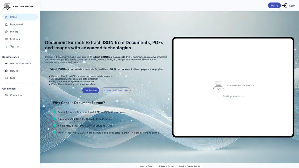 Document Extract: Extract JSON from Documents, PDFs, and Images