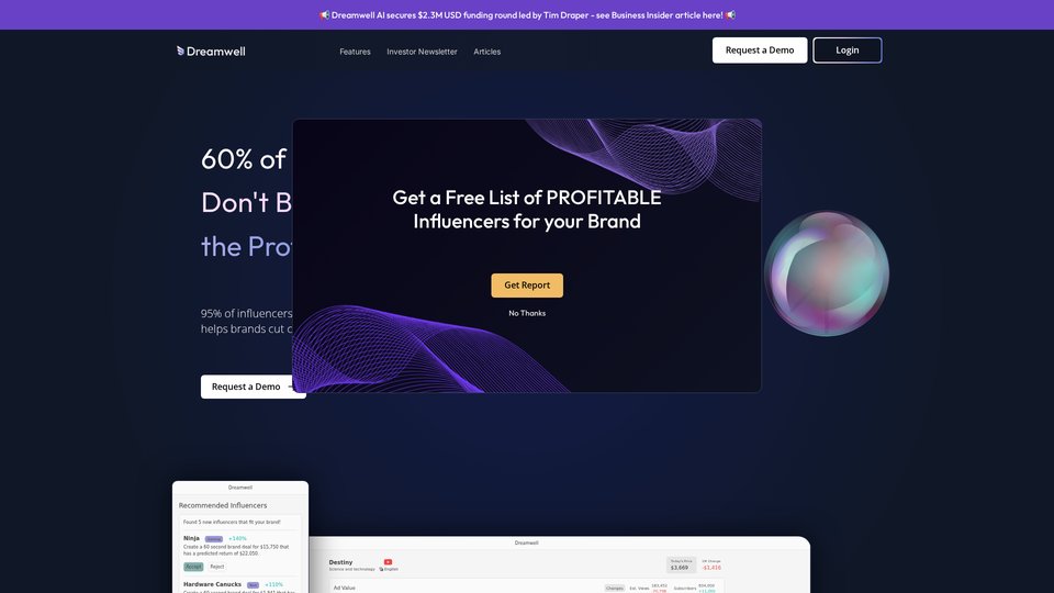 Dreamwell: AI-Powered Influencer Marketing Platform