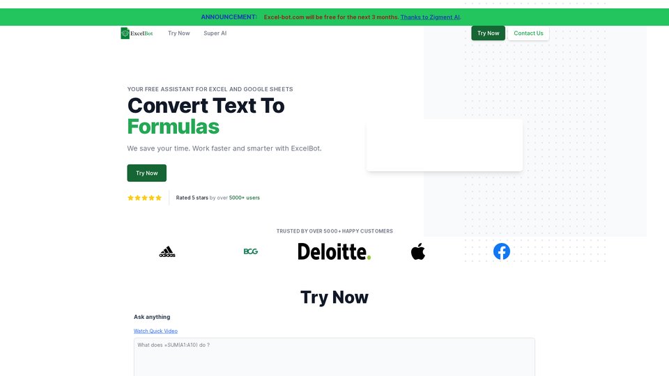 ExcelBot Assistant IA - Générateur et Convertisseur de Formules Excel ...