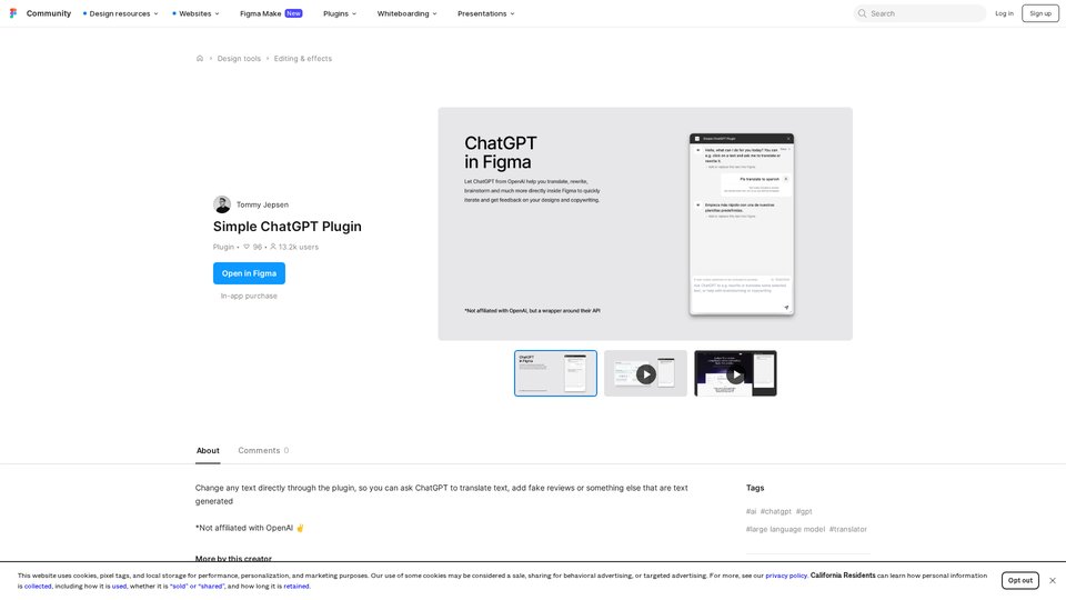 Simple ChatGPT Plugin for Figma: AI Text Generation Tool