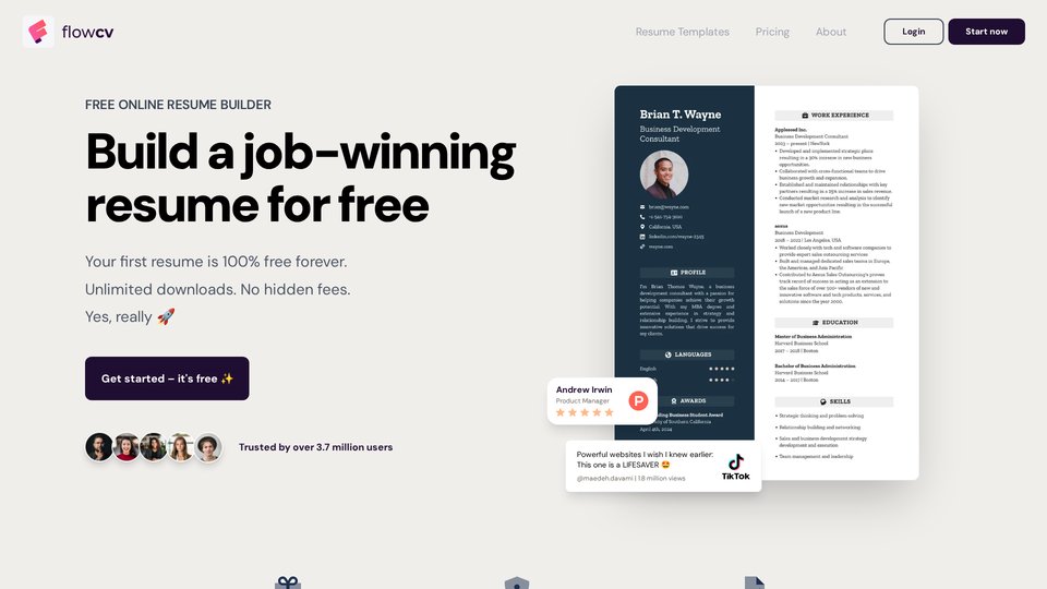Free Online Resume Builder | CV Maker | FlowCV