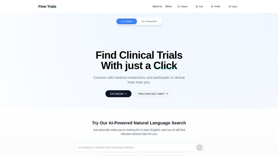 Flow Trials: AI-Powered Clinical Trial Search for Patients