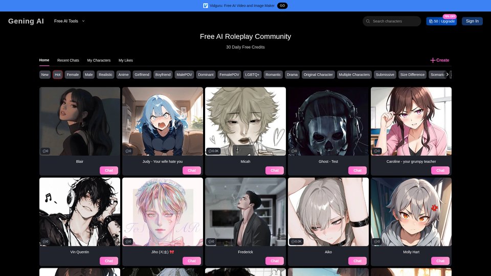 Gening AI - Free AI Character Chat & Roleplay | No Sign-up