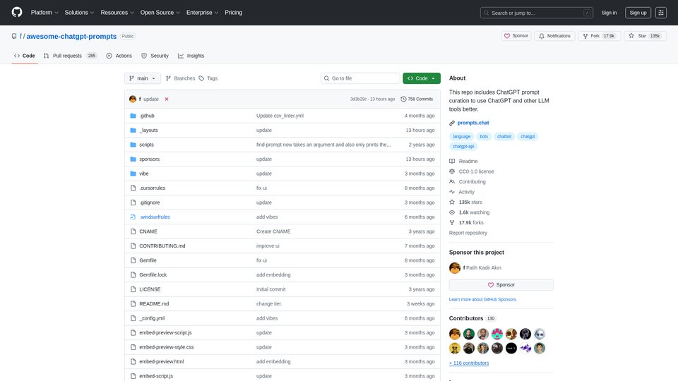 Awesome ChatGPT Prompts: Curated for Better LLM Use