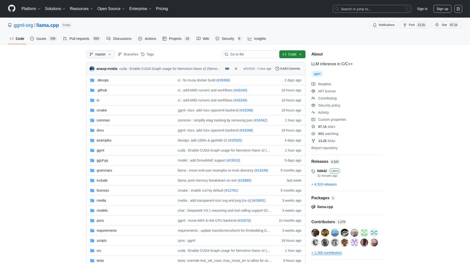 llama.cpp: Inferencia LLM en C/C++ para local y nube