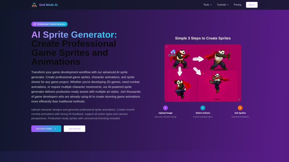 AI Sprite Generator - Create Game Sprites & Animations | God Mode AI