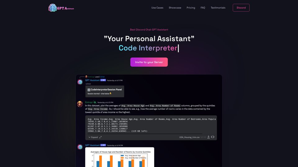 GPT Assistant : Bot IA puissant pour Discord en chat et code