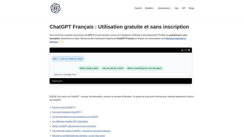 ChatGPT en Français Gratuit : Accès Instantané Sans Inscription