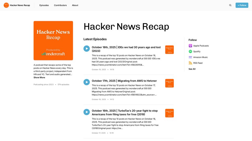 Hacker News Recap: AI-Powered Podcast Summarizing Top Tech News