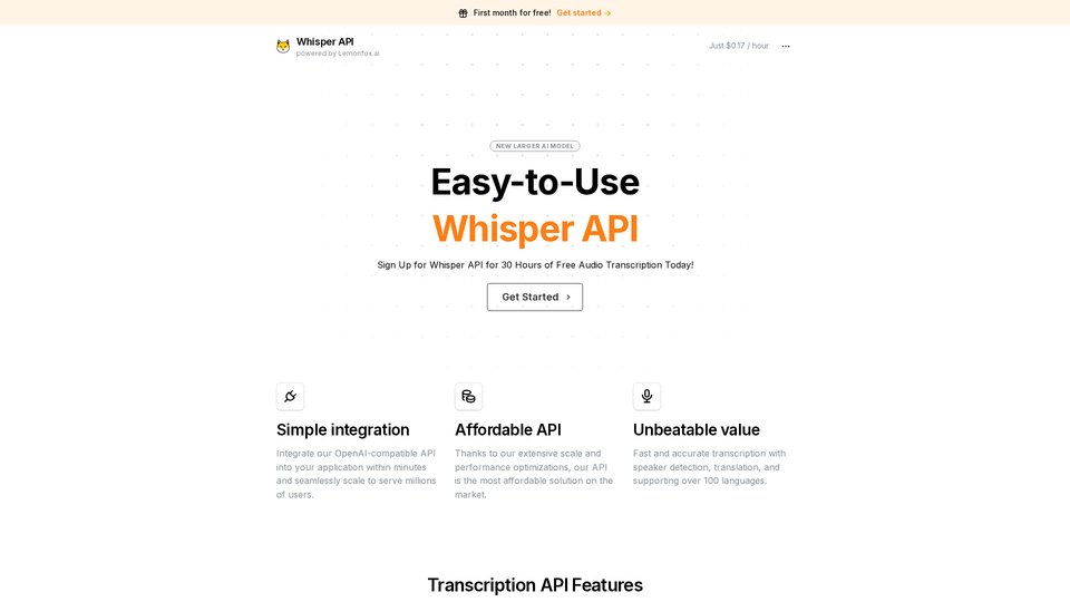 Whisper API - 经济实惠的转录API