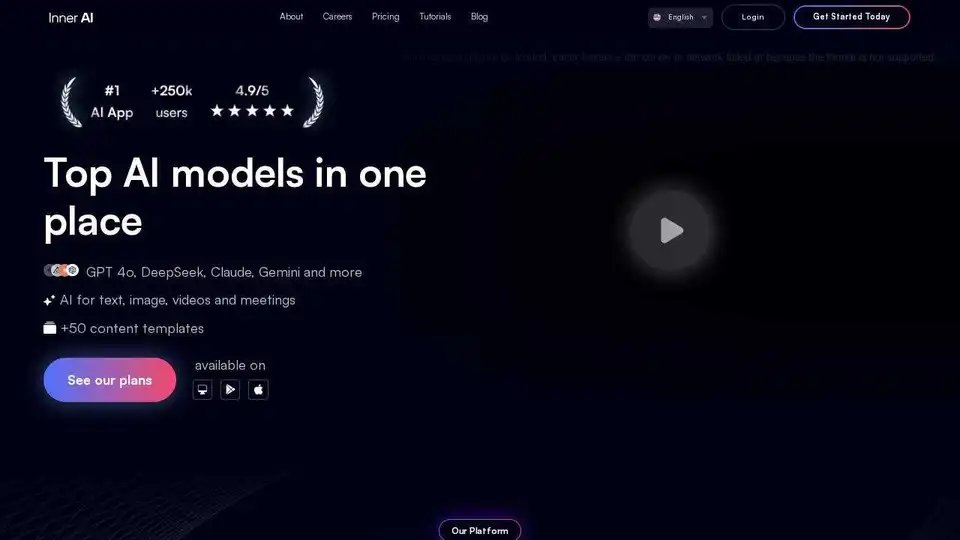 Inner AI: Plataforma de IA completa para texto, imagem, vídeo e muito mais