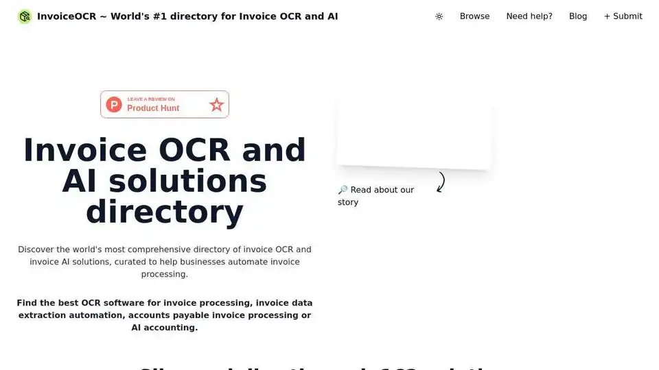 InvoiceOCR : Annuaire des meilleures solutions d'OCR de factures et d'IA
