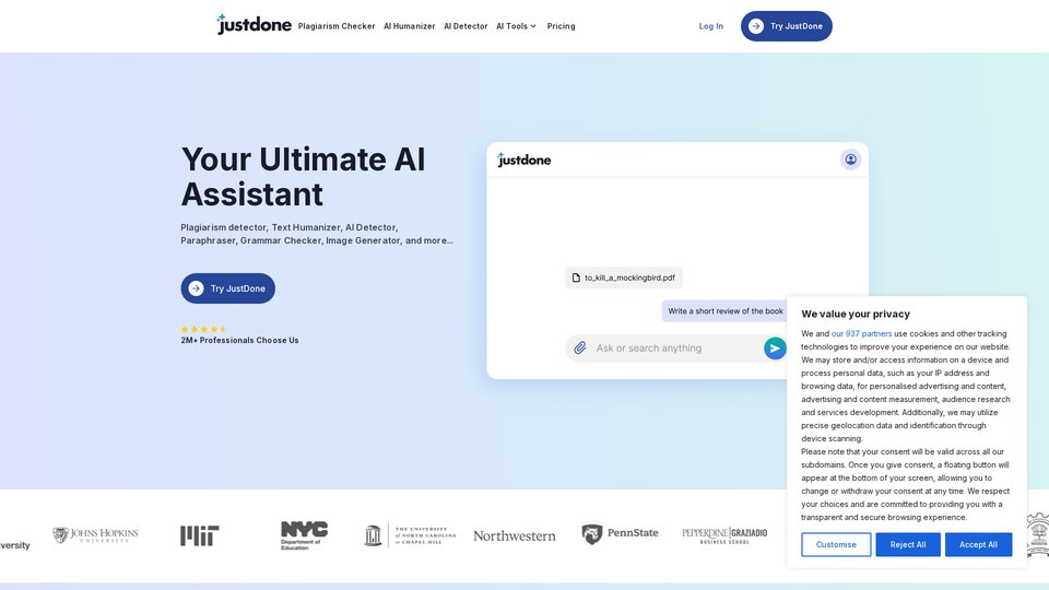 JustDone: Asistente AI Definitivo para Investigación, Escritura y Estudio