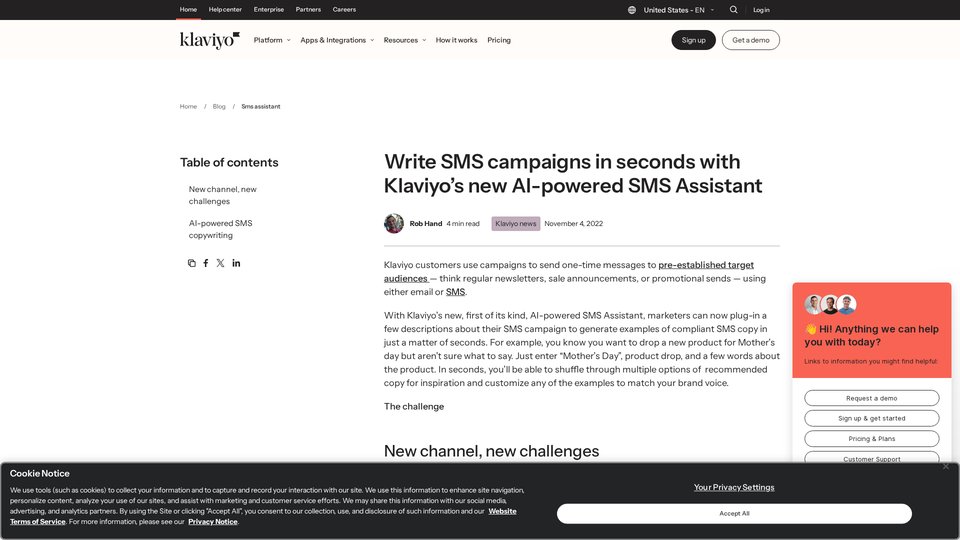 Klaviyo's AI-Powered SMS Assistant: Generate Compliant SMS Copy in Seconds