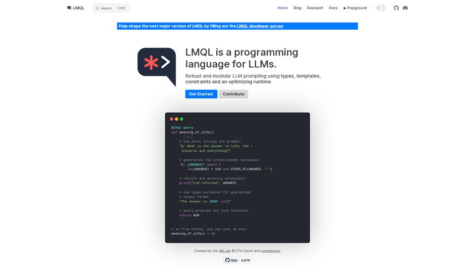 LMQL: A Programming Language for LLM Interaction