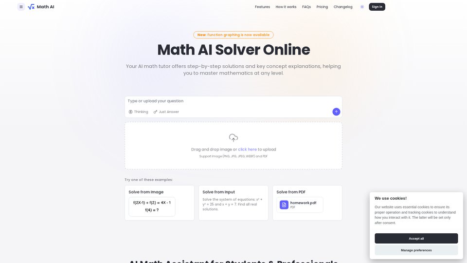 Math AI - 免费AI数学解题器和家庭作业助手