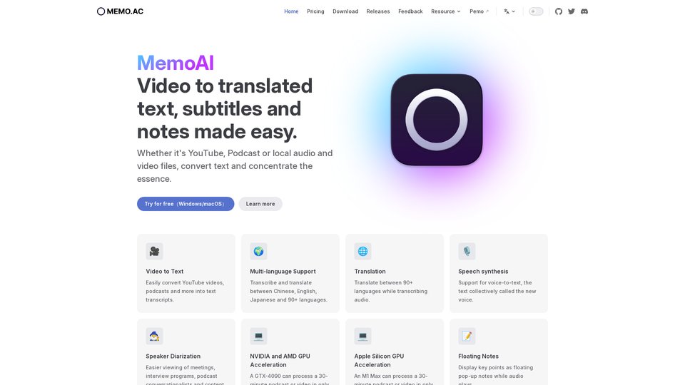 Memo AI: AI-Powered Transcription & Translation Tool