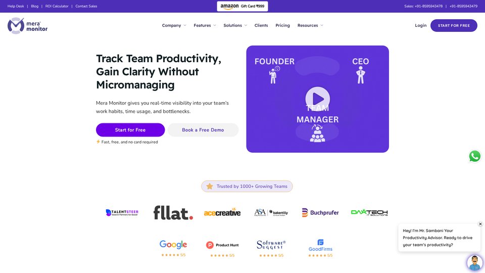 Mera Monitor: AI-Powered Employee Monitoring & Productivity Tool