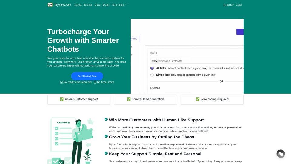 Construye chatbots AI personalizados sin codificar | MyBot.Chat