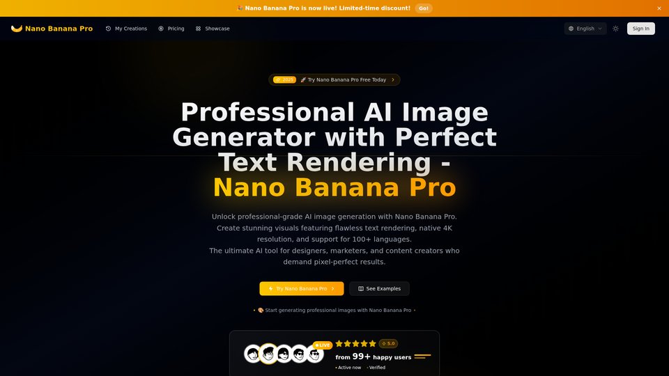 Nano Banana Pro: AI Image Editor with Perfect Text Rendering