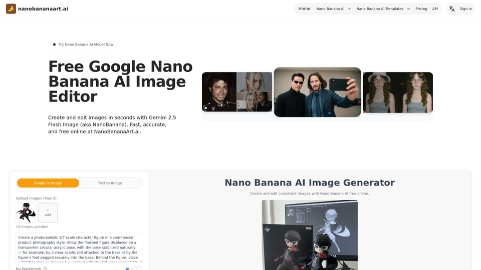 Free Nano Banana AI Image Generator & Editor Online