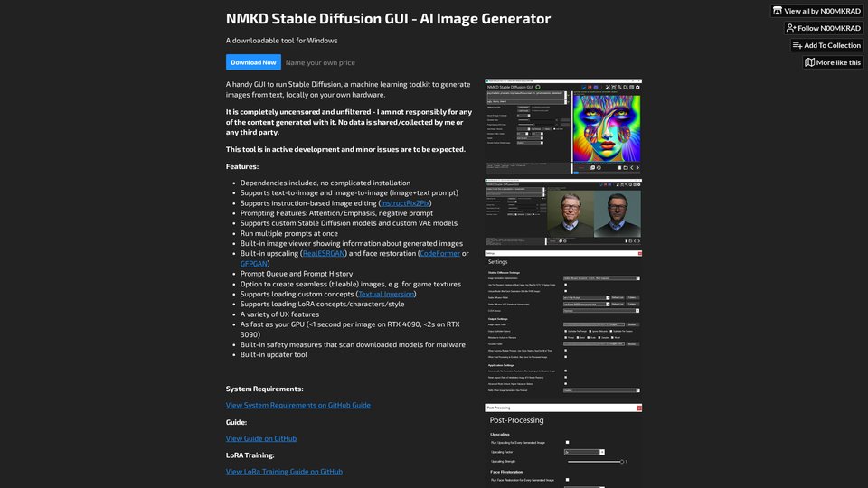 NMKD Stable Diffusion GUI: Free AI Image Generator