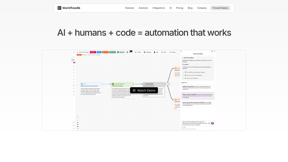 Workflow86：自動化のためのAIワークフローエンジニア
