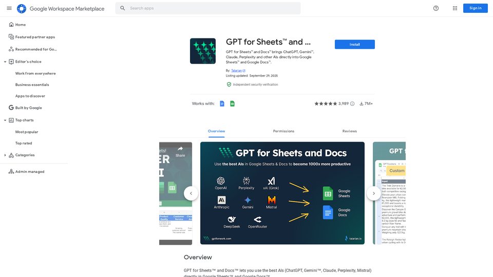 GPT for Sheets & Docs: Creación y automatización de contenido impulsada por IA