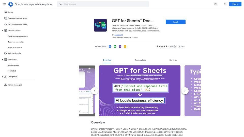 GPT pour Sheets, Docs, Forms et Slides : Puissance IA