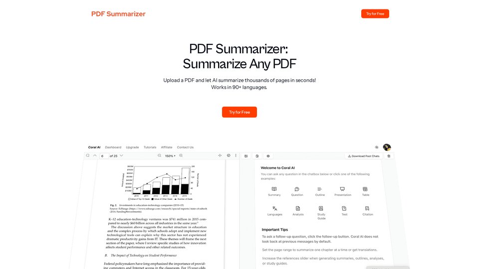PDF Summarizer - Herramienta de Resumen de PDF con IA para Investigadores