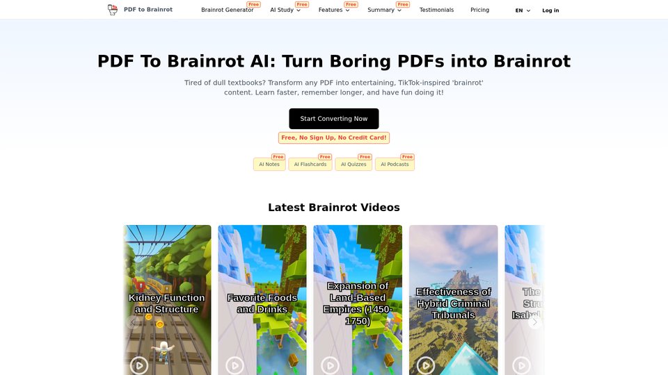 PDF To Brainrot AI: Transforma PDFs | NavGood