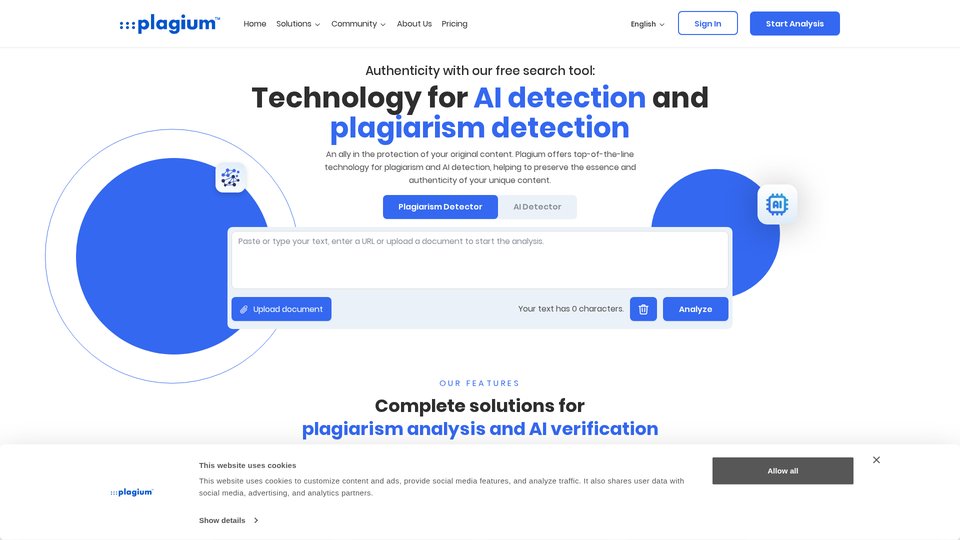 Plagium: Detector de plagio gratuito y herramienta de detección de IA