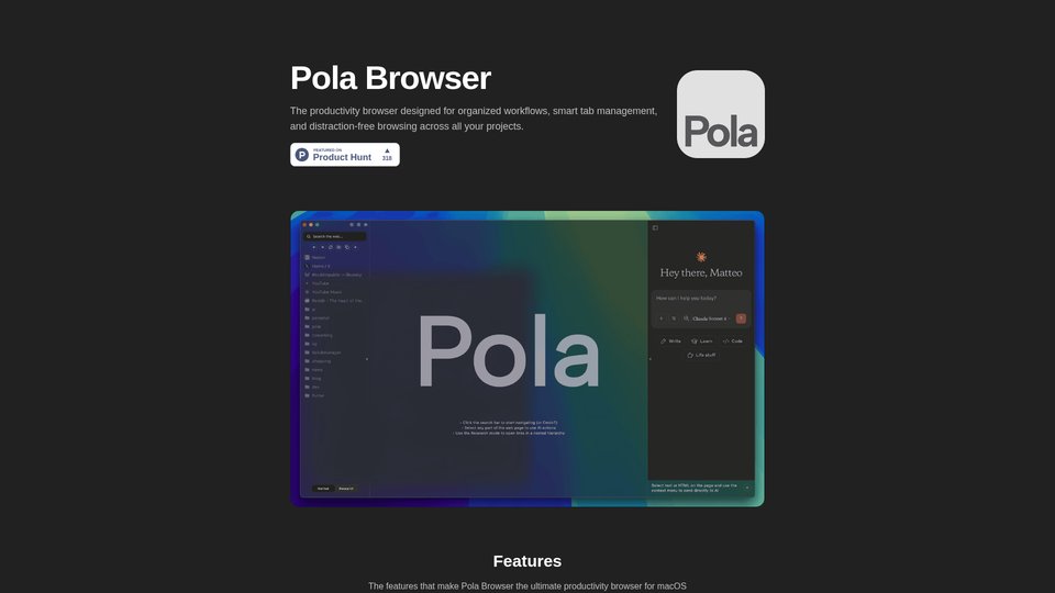 Organized browsing for maximum productivity | Pola Browser