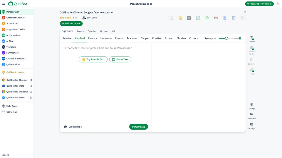 QuillBot Paraphrasing Tool - AI-Powered Text Rewriting and Editing