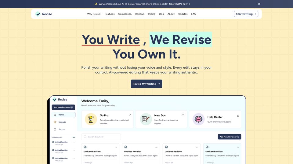Revise - Proofread, edit and improve your writing with a powerful AI ...