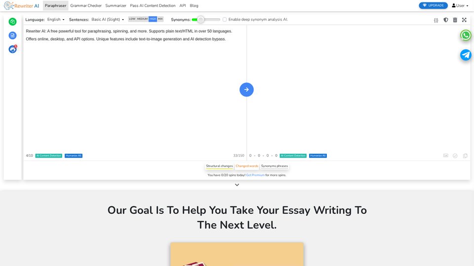 Free Paraphrasing Tool | Rephrase Unlimited Text with Rewriter AI