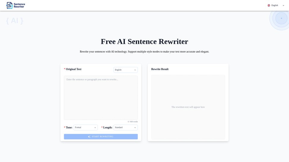 Free AI Sentence Rewriter: Quick & Accurate Rewriting