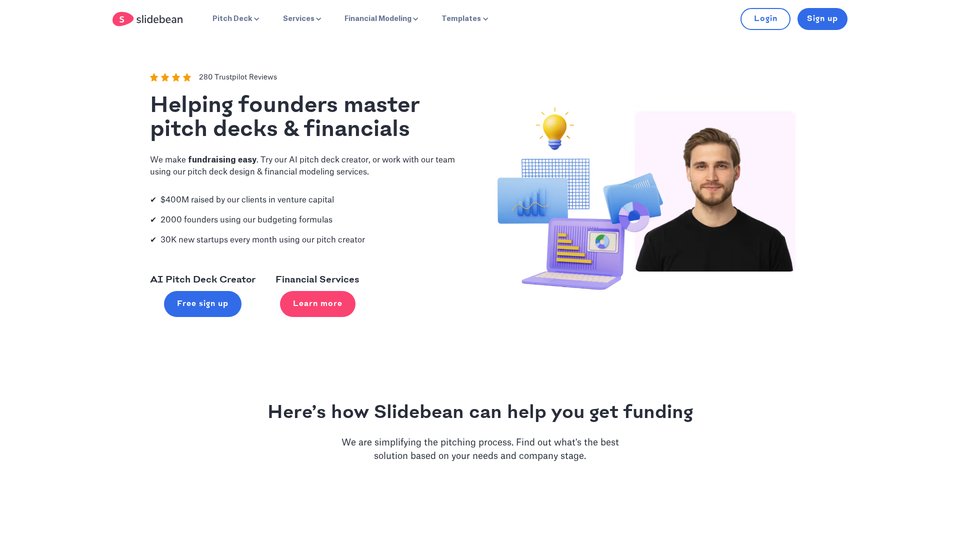 Slidebean: Creador de Pitch Deck con IA + Agencia de Diseño