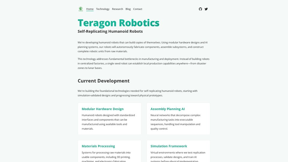 Teragon Robotics: 자기 복제 인간형 로봇